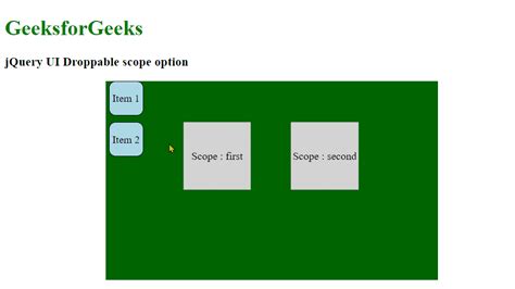 Jquery Ui Droppable Scope Option Geeksforgeeks