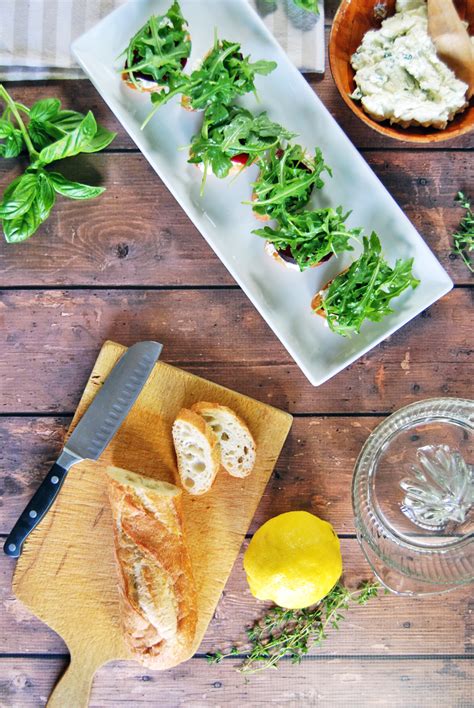 Herbed Goat Cheese Crostini With Roasted Beets And Arugula The