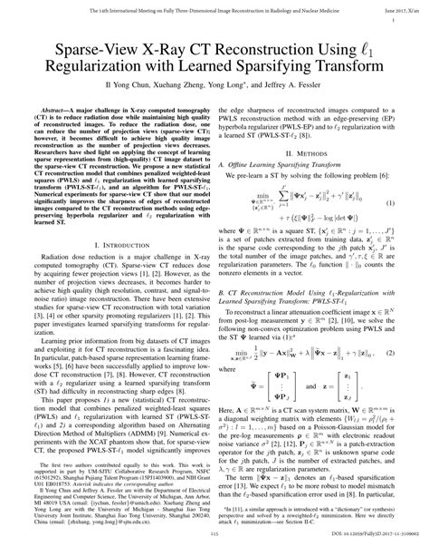 pdf sparse view x ray ct reconstruction using l1 regularization with learned sparsifying transform