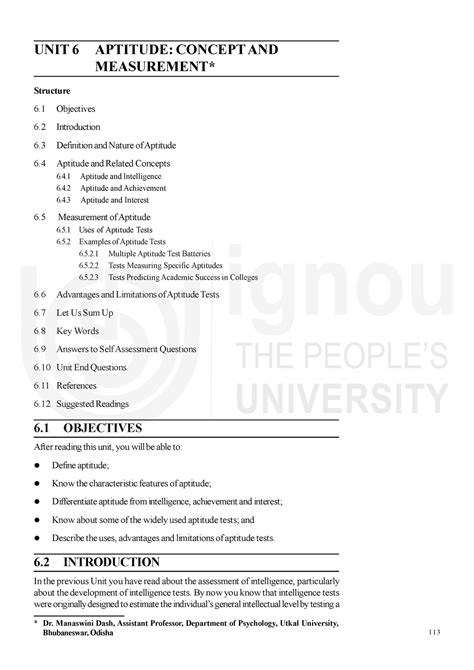 unit 6 practical notes 113 unit 6 aptitude concept and measurement structure 6 objectives
