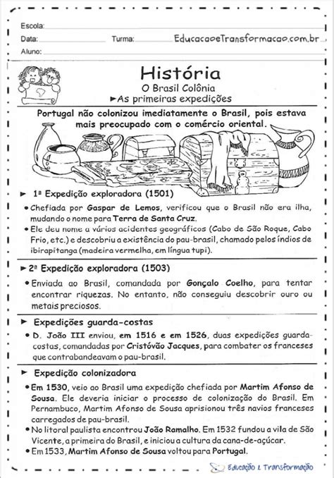 Atividades de História 3 ano Educação e Transformação