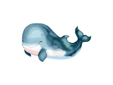 Aquarela baleia azul paisagem marinha subaquática ilustração