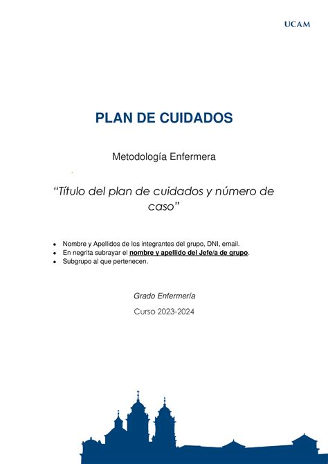 Plantilla Plan de cuidados 23 24 PLAN DE CUIDADOS Metodología