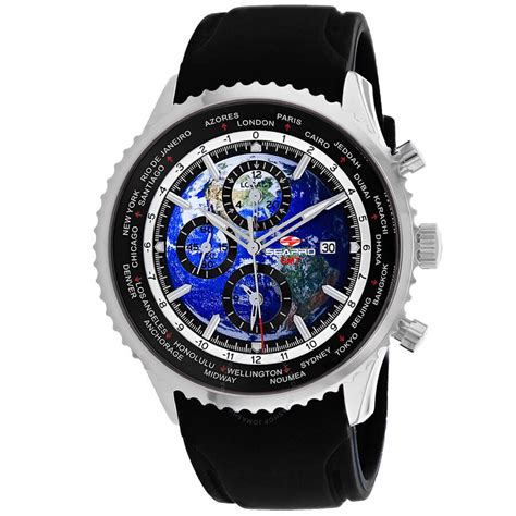 Seapro Meridian World Timer GMT Chronograph Quartz Blue Dial Men S