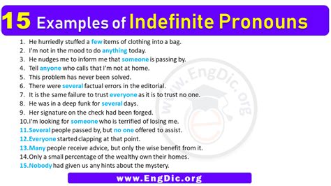 15 Examples Of Indefinite Pronouns In Sentences EngDic