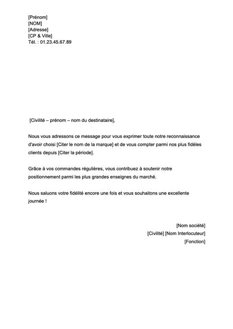 Lettre Pour Remercier Un Client De Sa Fidelite Word