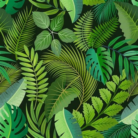 Modèle Sans Couture Tropical Avec Des Feuilles De Palmier Vert Sur Fond