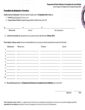 Remplissable En Ligne Saea Uottawa Formulaire De Declaration Dintention