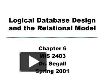 Ppt Logical Database Design And The Relational Model Powerpoint