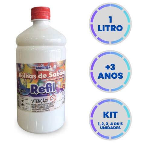 Refil Para Bolha de Sabão Líquido Bubble Atóxica e Perfumada Kit