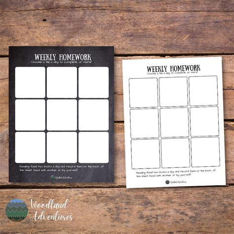 Weekly Homework Template PDF Etsy