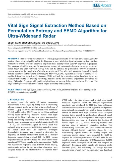 pdf vital sign signal extraction method based on permutation entropy and eemd algorithm for