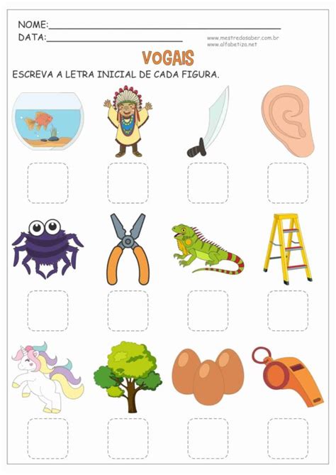 Atividades de Alfabetização 1 ano Vogais Mestre do Saber Loja