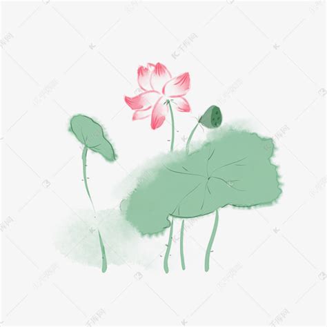 中国风水彩水墨清新莲花素材图片免费下载 千库网
