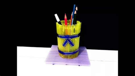 Ide Kreatif Cara Membuat Tempat Pensil Dari Sedotan Youtube