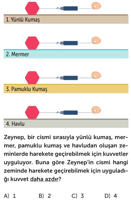 Sürtünme Kuvveti Test Çöz 5 Sınıf Fen Bilimleri Testleri Yeni Nesil