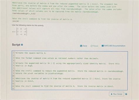 solved 2 6 matlab inverse of a square matrix matlab