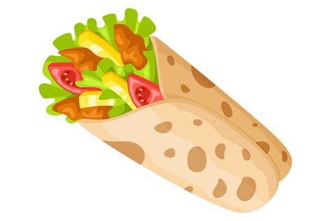 Burrito Cartoon Icon Mexican Wrap Fast Gráfico por ladadikart