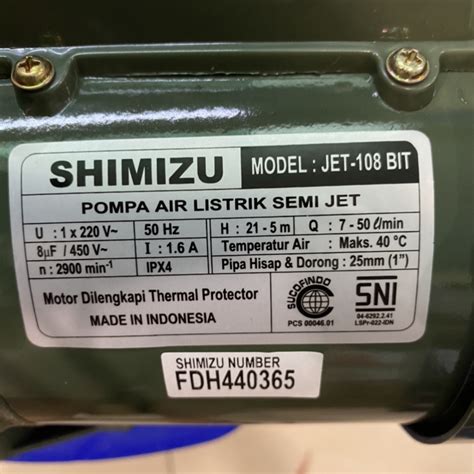 Mesin Pompa Air Semi Jet Pump Shimizu Jet 108 Otomatis Booster