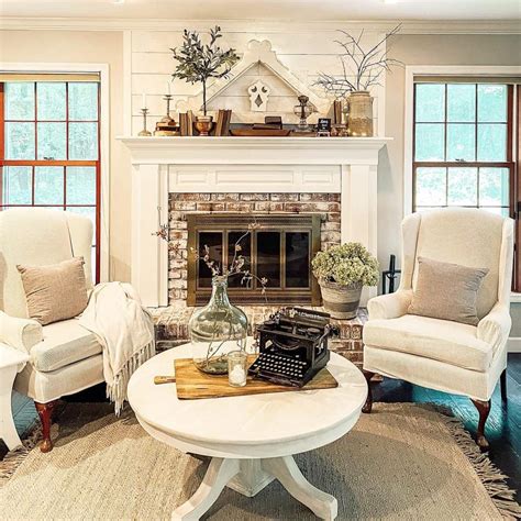 Rustic Brick Fireplace With Tan Mantel Décor Soul Lane