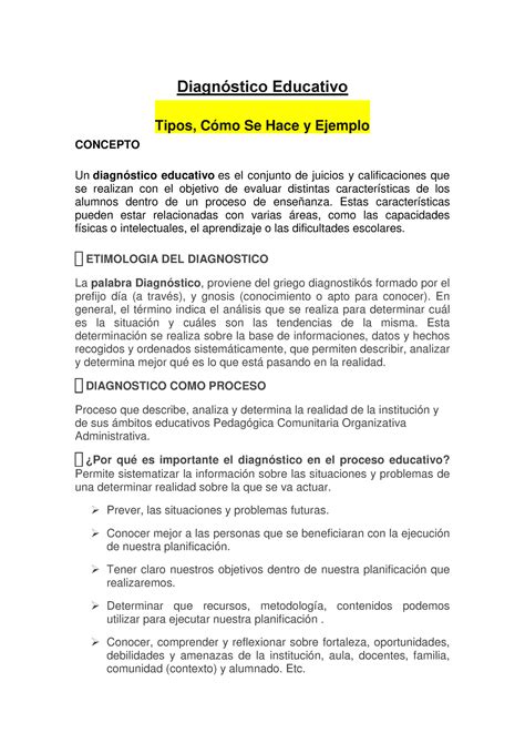 Diagnostico Educativo Tipos Como Se Hace Diagnóstico Educativo Tipos