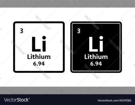 Lithium Symbol Chemical Element Of The Periodic Vector Image