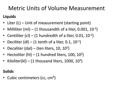 Unit Of Volume Measurement