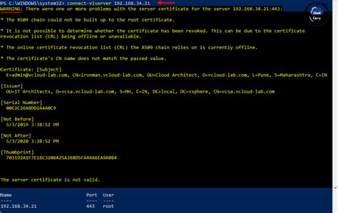 Connect Viserver Error Invalid Server Certificate Use Set