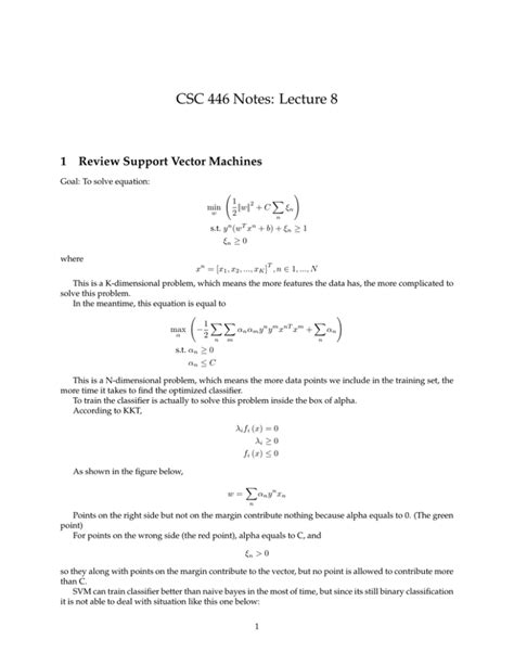 csc 446 notes lecture 8 1 review support vector machines