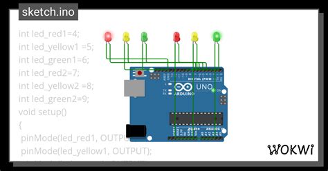 2 Way Traffic Light Wokwi ESP32 STM32 Arduino Simulator