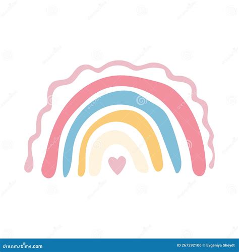 Doodle Hand Drawn Rainbow Cartoon Colorful Style Isolated On White
