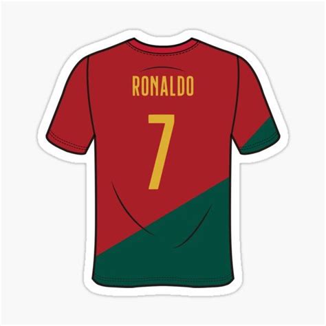 A Red And Green Soccer Jersey With The Number Seven On It Sticker Is Shown