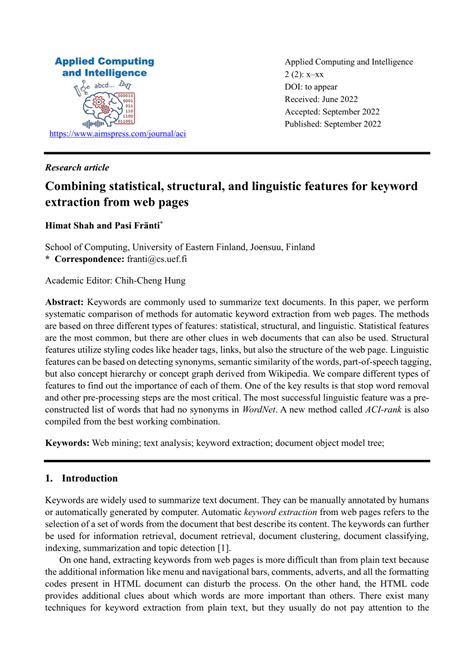 pdf combining statistical structural and linguistic features for keyword extraction from web