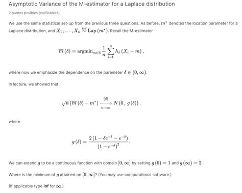 solved asymptotic variance of the m estimator for a laplace