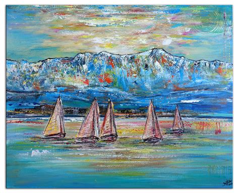 Segelboote Auf Dem Heimweg Abstrakte Malerei Acrylbild Burgstaller