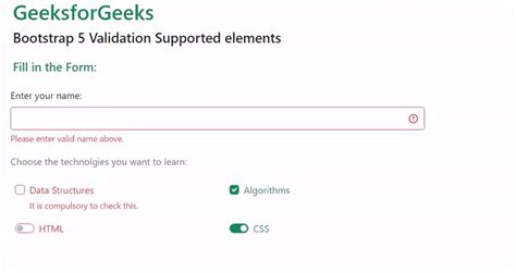 Bootstrap 5 Validation Supported Elements GeeksforGeeks