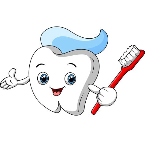 Cute Tooth Cartoon Holding Tooth Brush 17460105 Vector Art At Vecteezy