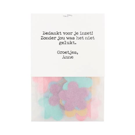 Groeiconfetti In Pergamijn Zakje Met Klapkaartje Ik Fladder Er