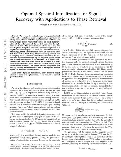 optimal spectral initialization for signal recovery with applications to phase retrieval deepai