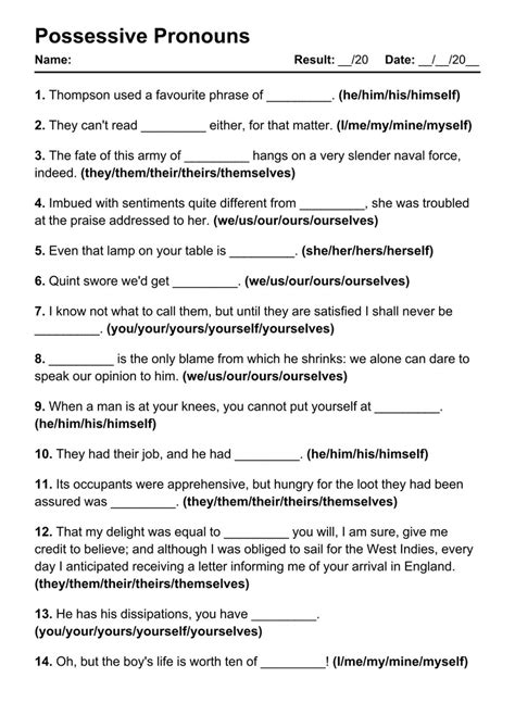 Printable Possessive Pronouns Pdf Worksheets With Answers Grammarism