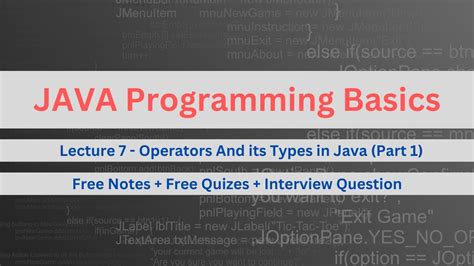 java tutorial operators and types part 1 lecture 7 arithmetic relational and bitwise