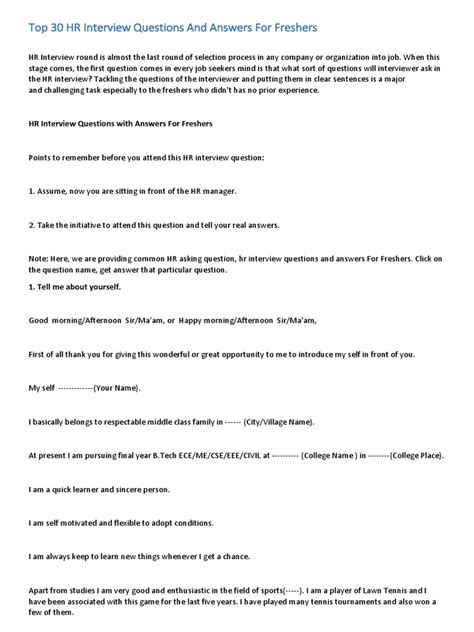 interview questions and answers for freshers pdf creativity question