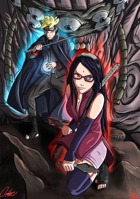 Naruto Uzumaki Hokage Boruto And Sarada Naruto Fan Art Naruto Sasuke