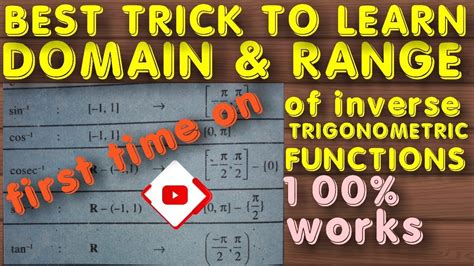 how to learn domain and range of inverse trigonometric functions youtube