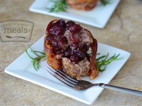 Bacon Wrapped Mini Meatloaves Lunch Version Once A Month Meals
