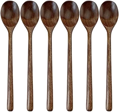 Adloryea Wooden Spoons For Eating Inch Small Wooden Soup Spoon
