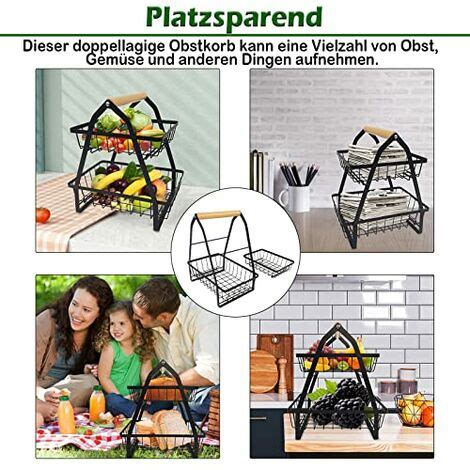 2 Stöckig Obst Etagere Metall Obstschale Abnehmbar Obst Halter Küche