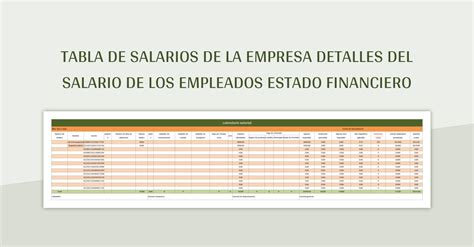 Plantillas Tabla De Salarios De La Empresa Para Hojas de Cálculo de