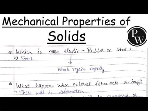 Mechanical Properties Of Solids Class 11th Notes Arjuna Batch