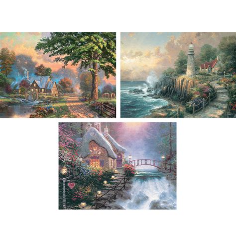 Set Of 3 1000 Piece Kinkade Puzzles Spilsbury